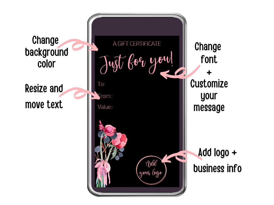 Business E-gift Certificate Template. Add Your Log. Virtual - Etsy UK