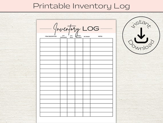 Inventory Tracker Printable Inventory Management Log for - Etsy