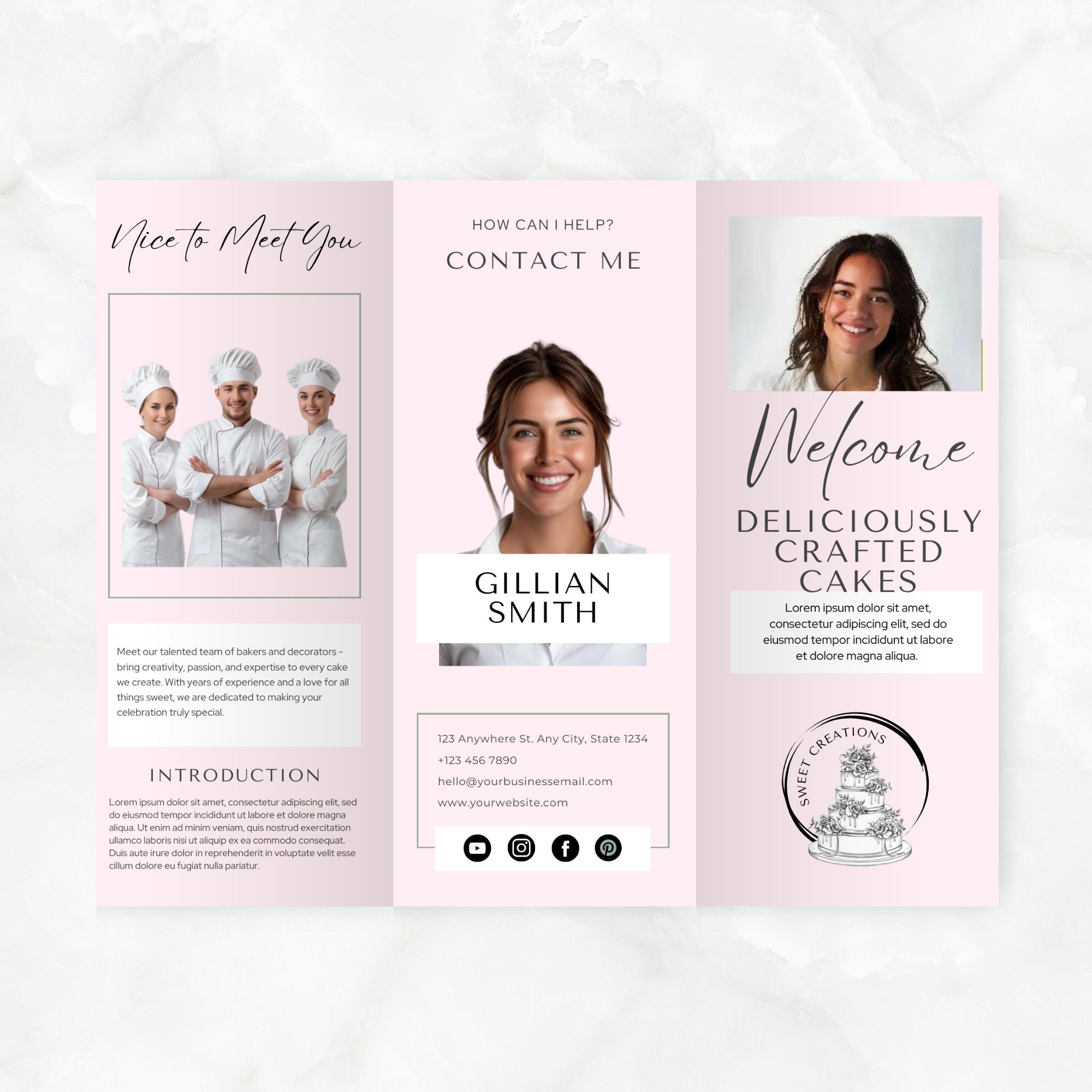 Bakery Business Trifold Leaflet, Editable Cake Making Business Flyer ...