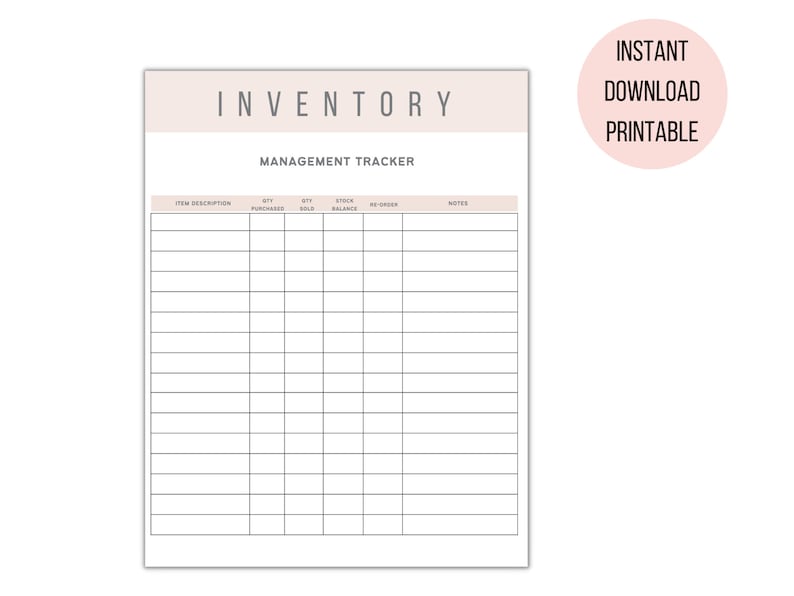 Printable Inventory Tracker, Printable Business Inventory Record ...