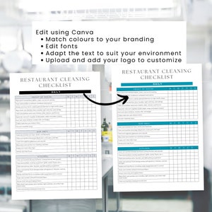 Restaurant Cleaning Checklist Template, Editable Template for Cleaning ...