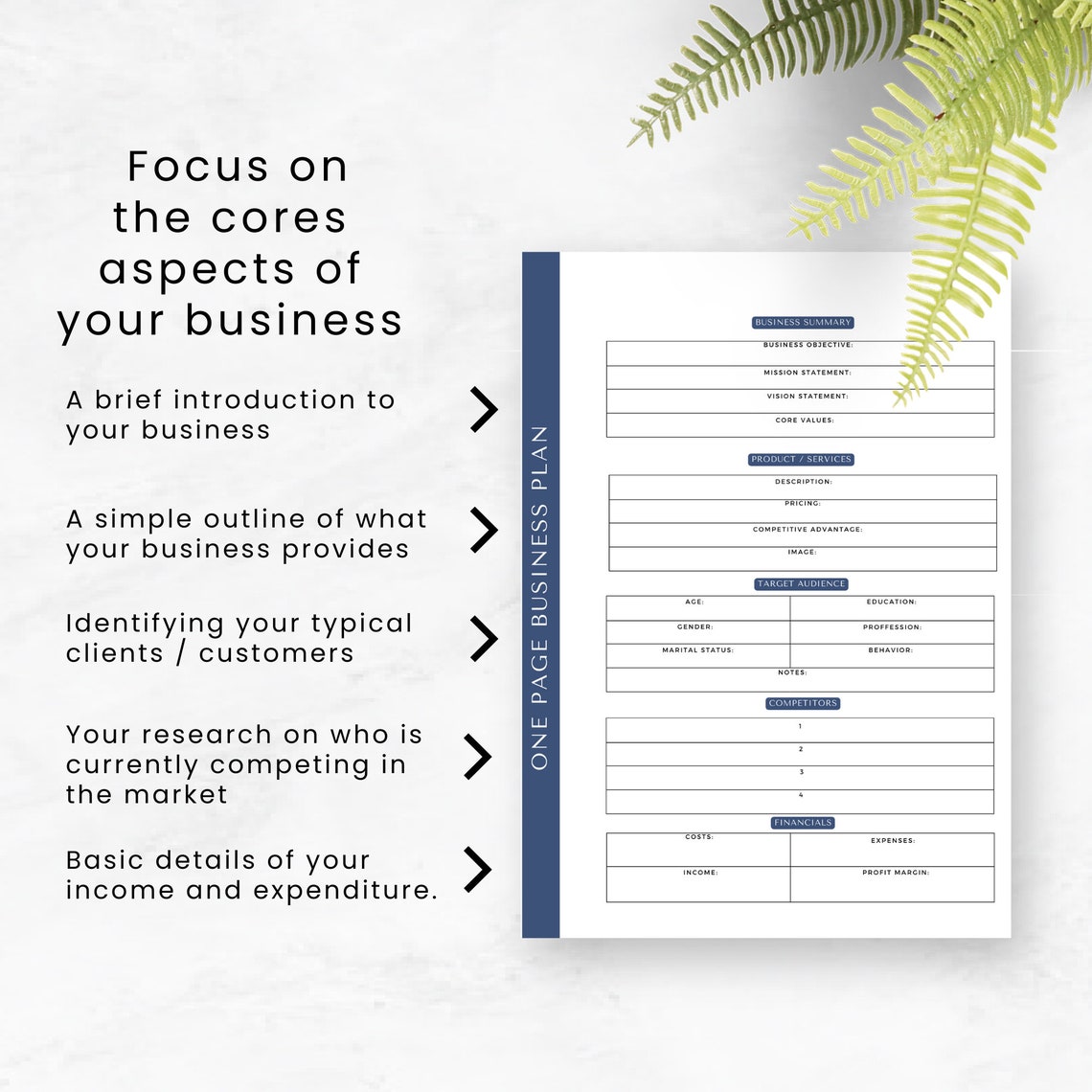 One Page Business Plan Template, Canva Template for a 1 Page Business ...