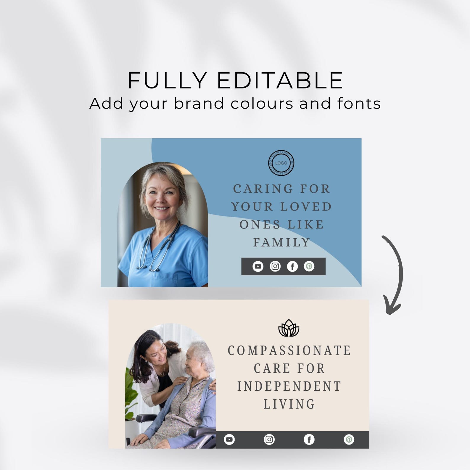 Caregiver Business Card, Home Care Service Business Card, Elderly Care ...