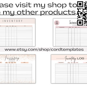 Editable Inventory Tracker, Printable Business Inventory Record ...