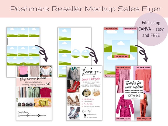 Poshmark Sales Flyer Mockup Template Pack Three Canva | Etsy