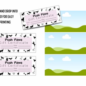 Dog Gift Certificate Printable Template. DIY Editable Gift Card, Add ...
