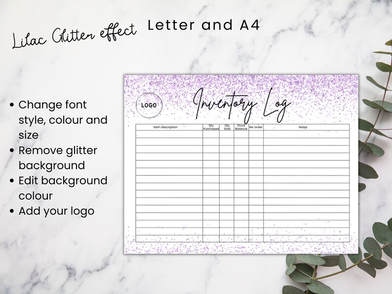 Beauty Branding Editable Inventory Tracker Template, Inventory Log ...