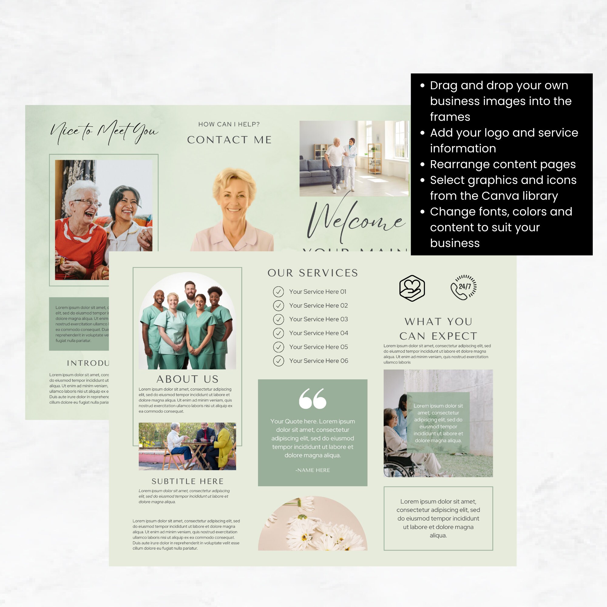 Home Care Service Trifold Brochure, Business Information Leaflet ...