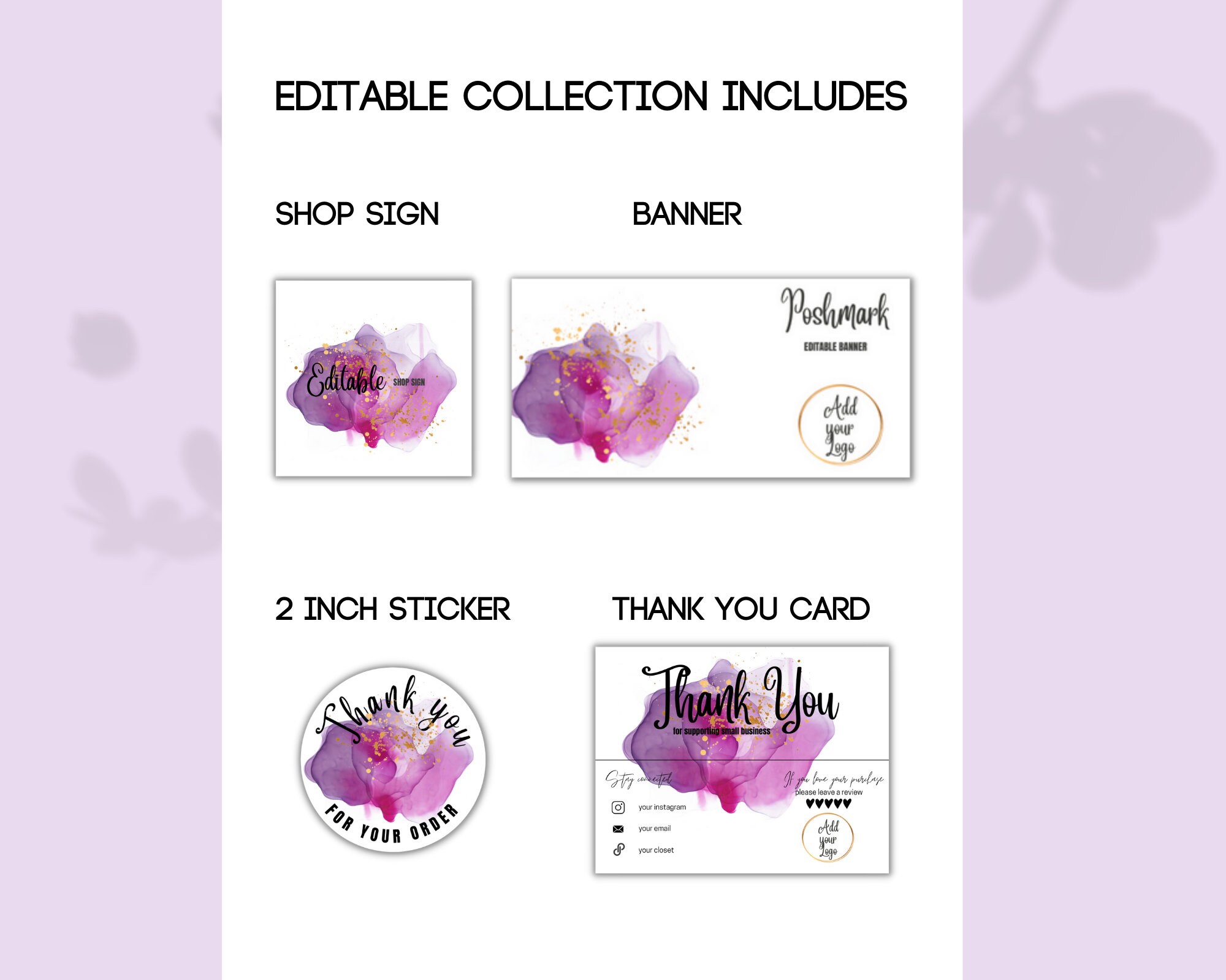 Poshmark Bundle | PDF Printable Record Sheets | Editable Closet Sign ...