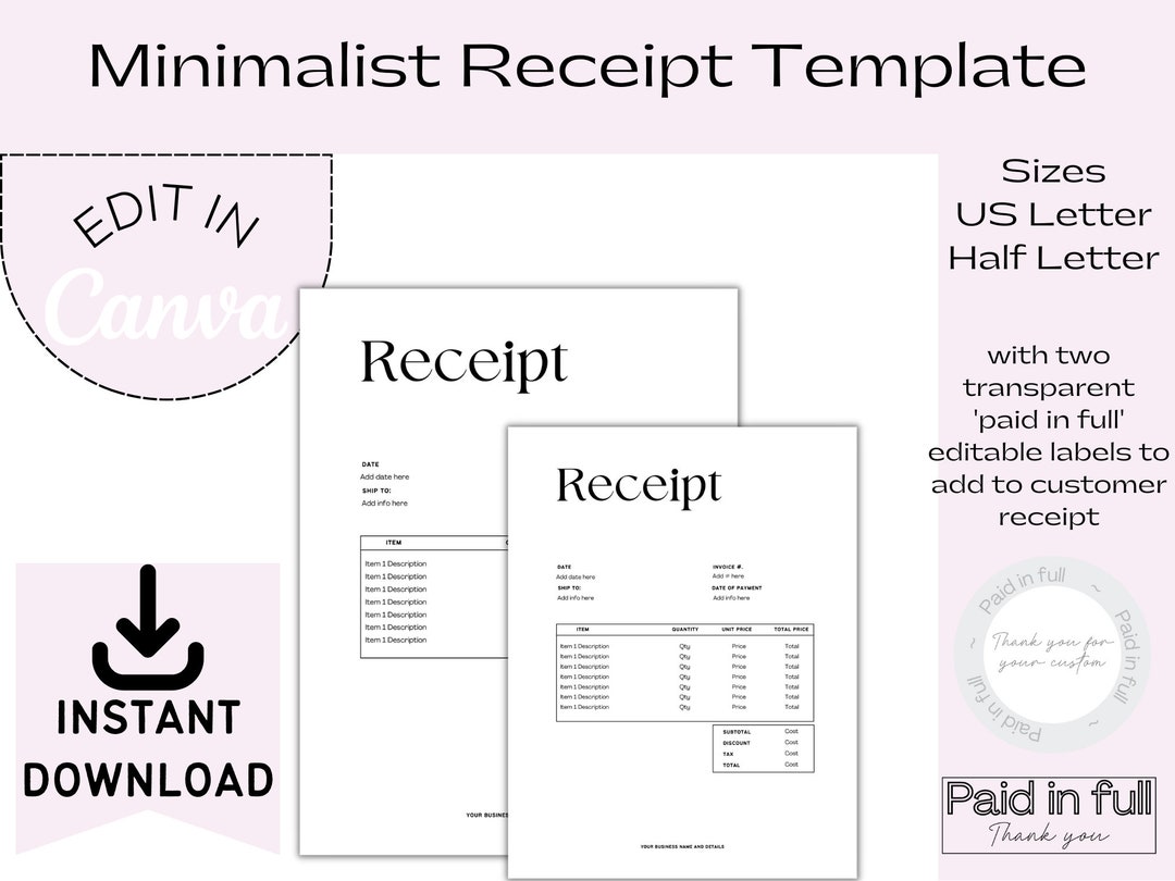 Plantilla de recibo comercial minimalista, recibo de cliente editable ...