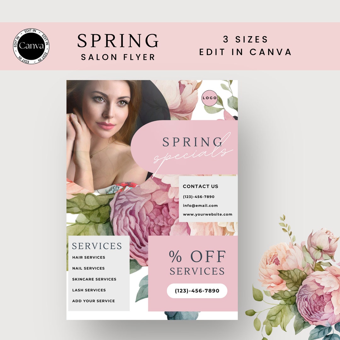 Salon Spring Specials Flyer, DIY Flyer Template for Hair, Nail Tech ...