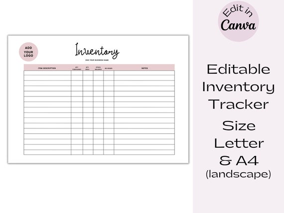Editable Inventory Tracker Printable Business Inventory | Etsy
