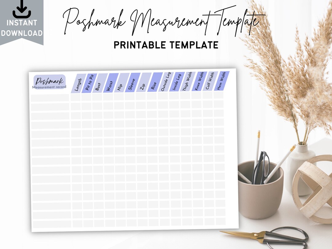 Poshmark Printable Measurement Form | Record of Measurements| Reseller ...
