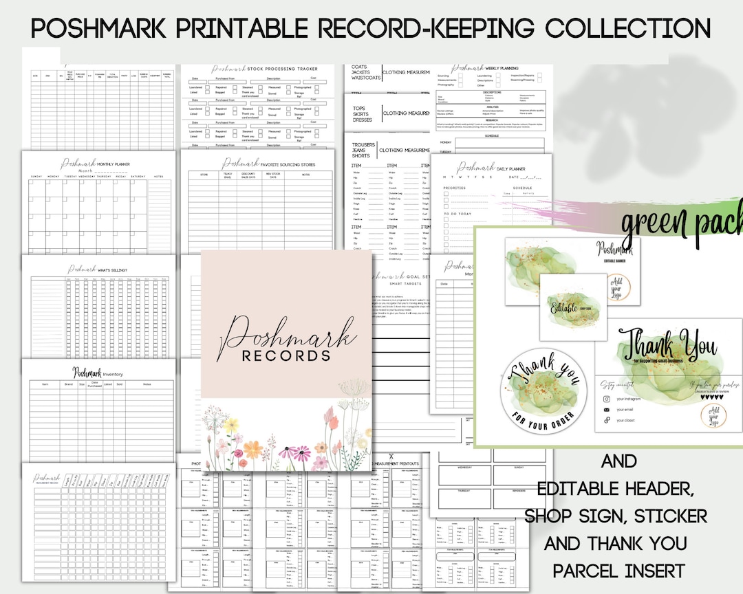 Poshmark Reseller Bundle Printable Planner Worksheets - Etsy