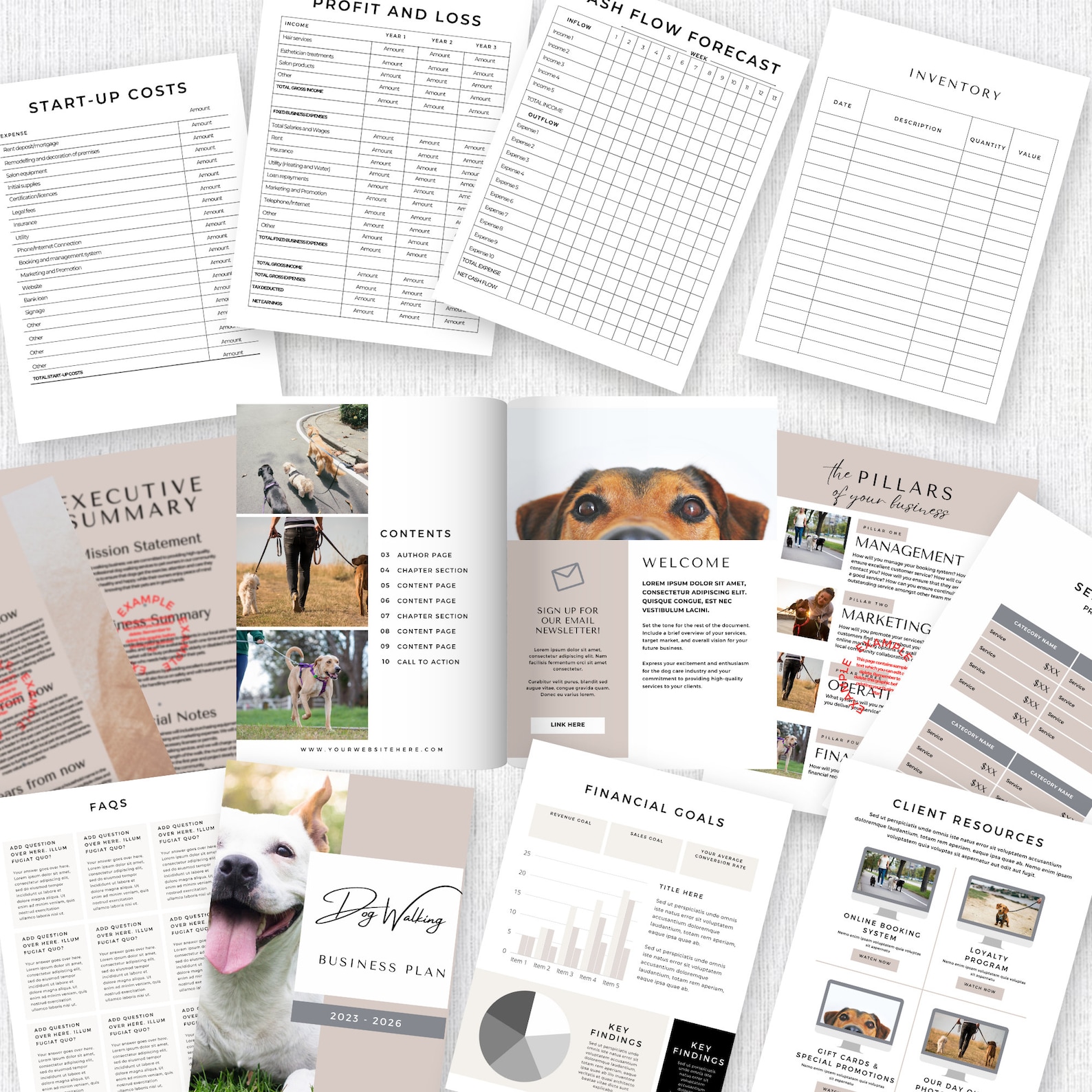 Dog Walking Business Plan Template, Dog Care Canva Template, Editable ...