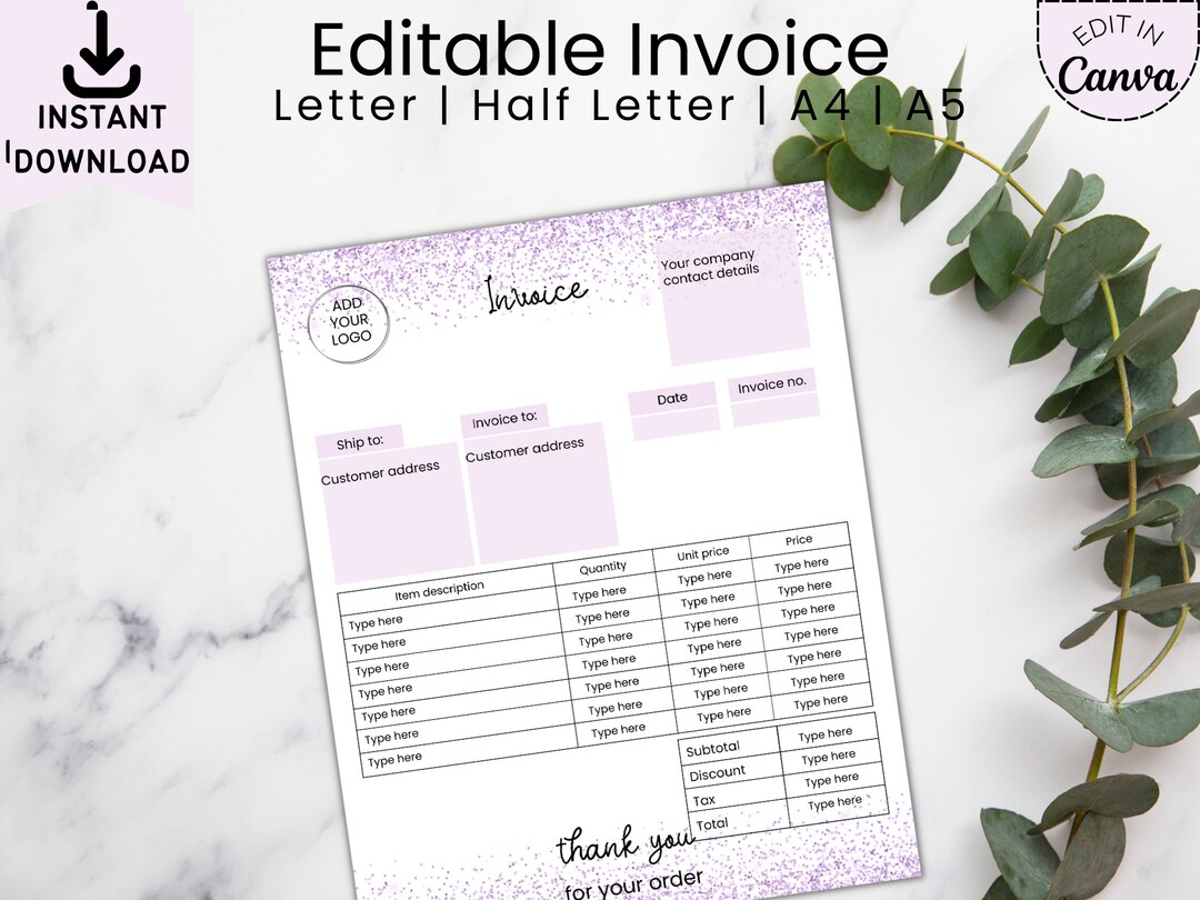 Beauty Brand Editable Business Invoice Template, Business Invoice Canva ...