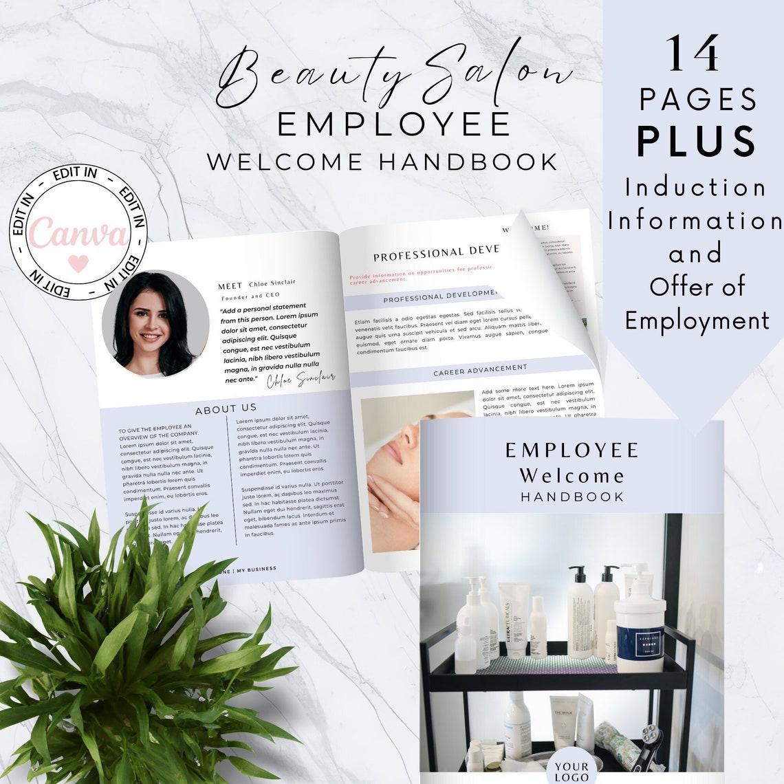 Beauty Salon Employee Welcome Handbook, Employee Welcome Package ...