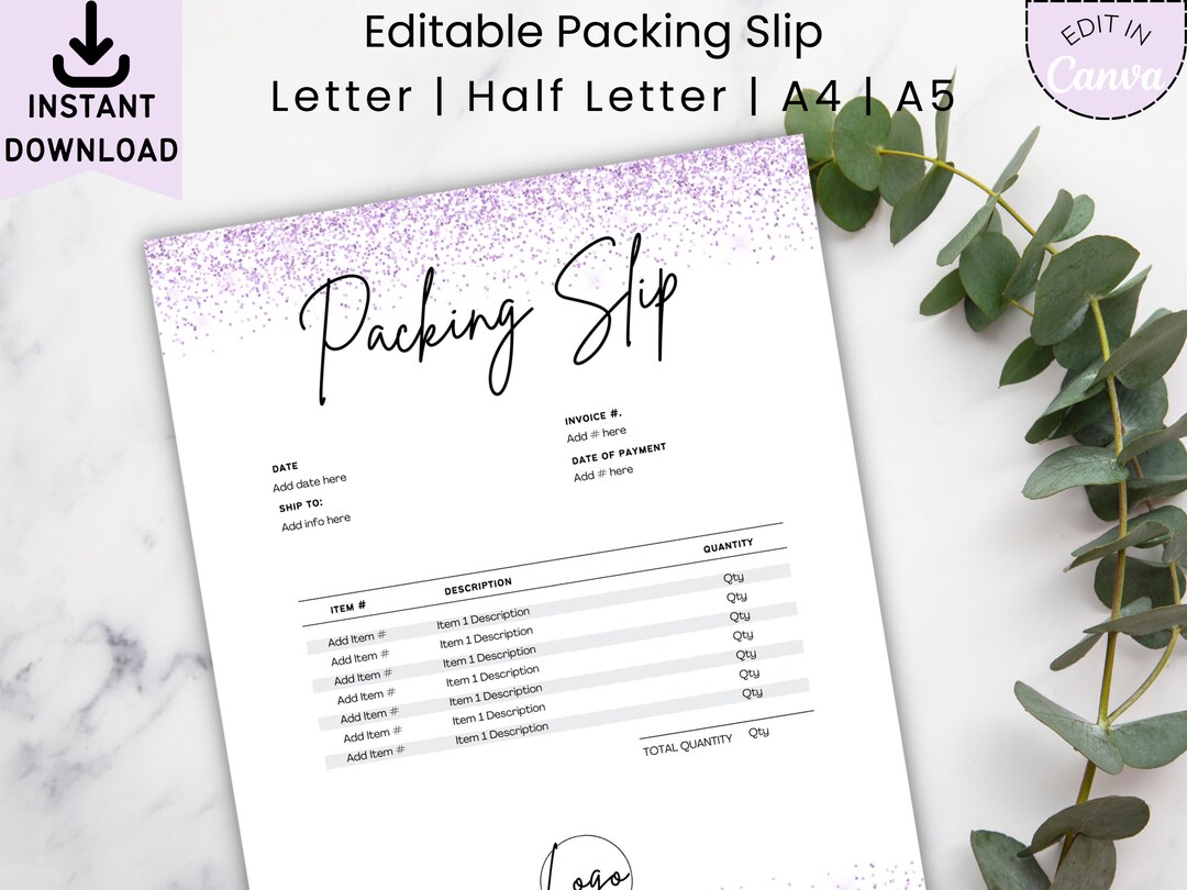 Hair and Beauty Editable Packing Slip Template, Packing Slip Canva ...