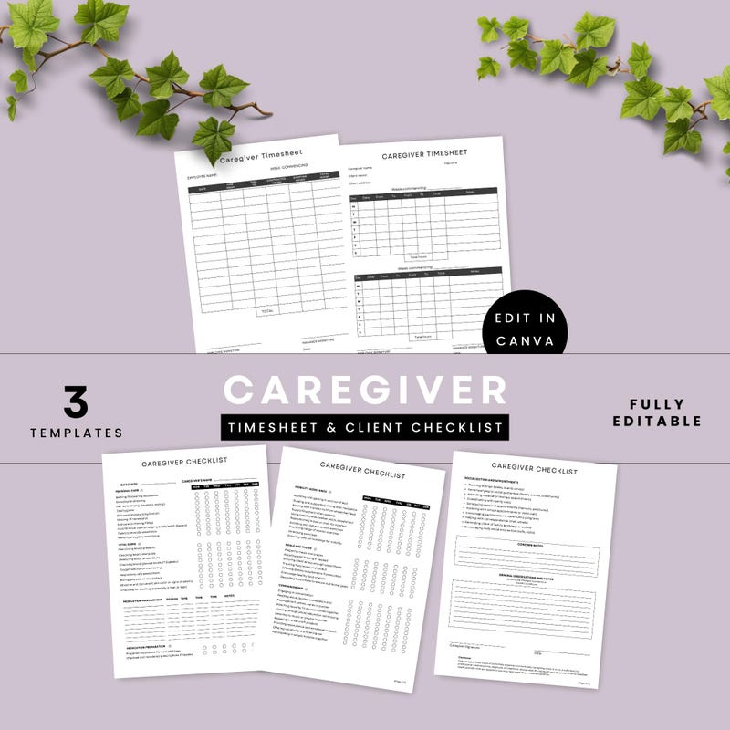 Home Care Timesheet - Etsy