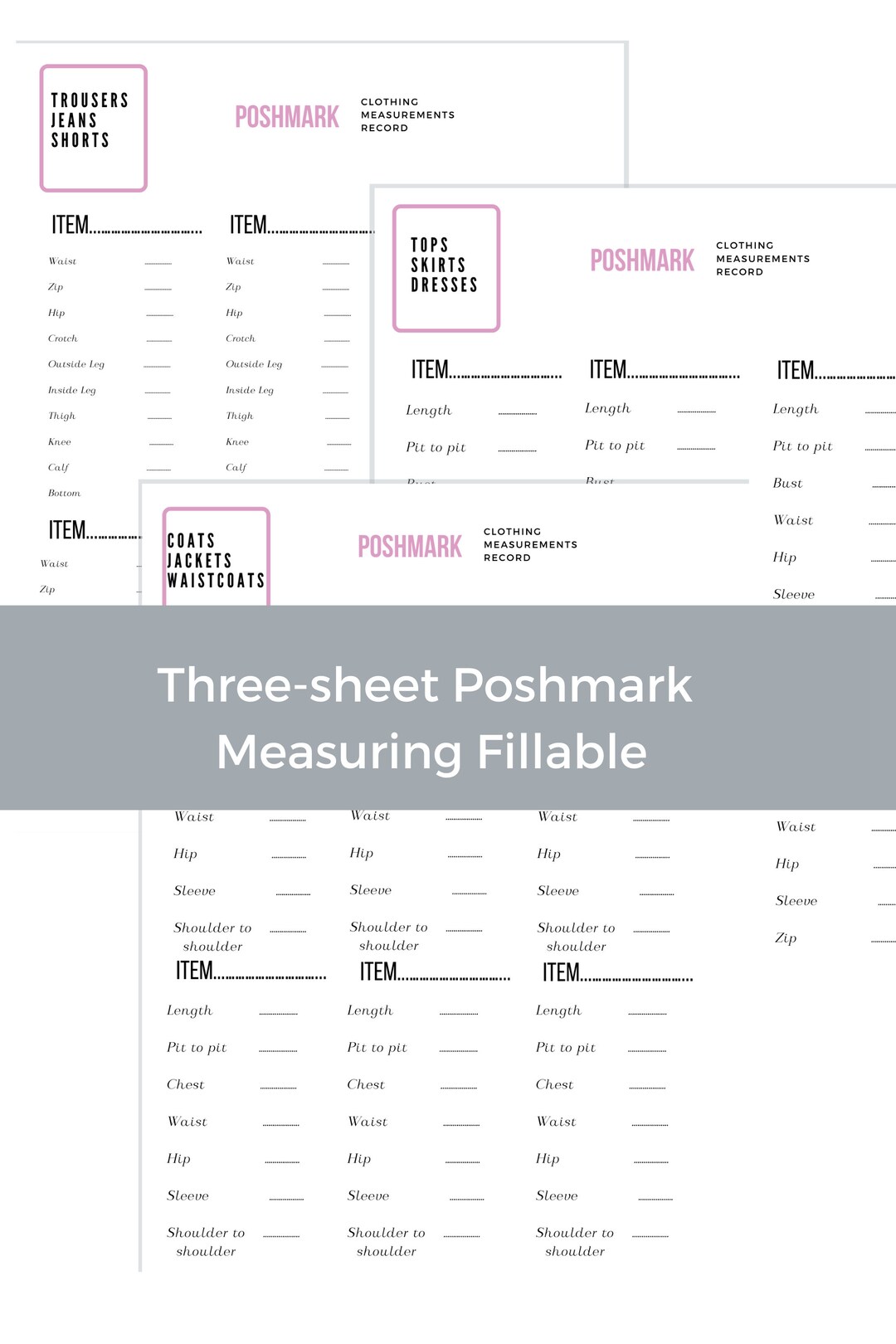 Poshmark Printable Templates | Record of Measurements| Reseller ...