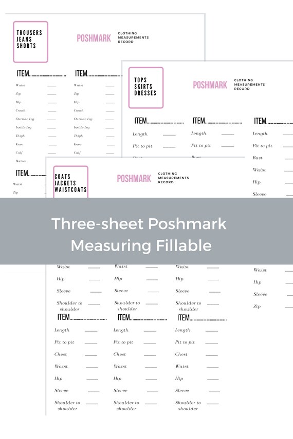 Poshmark Printable Templates Record of Measurements | Etsy