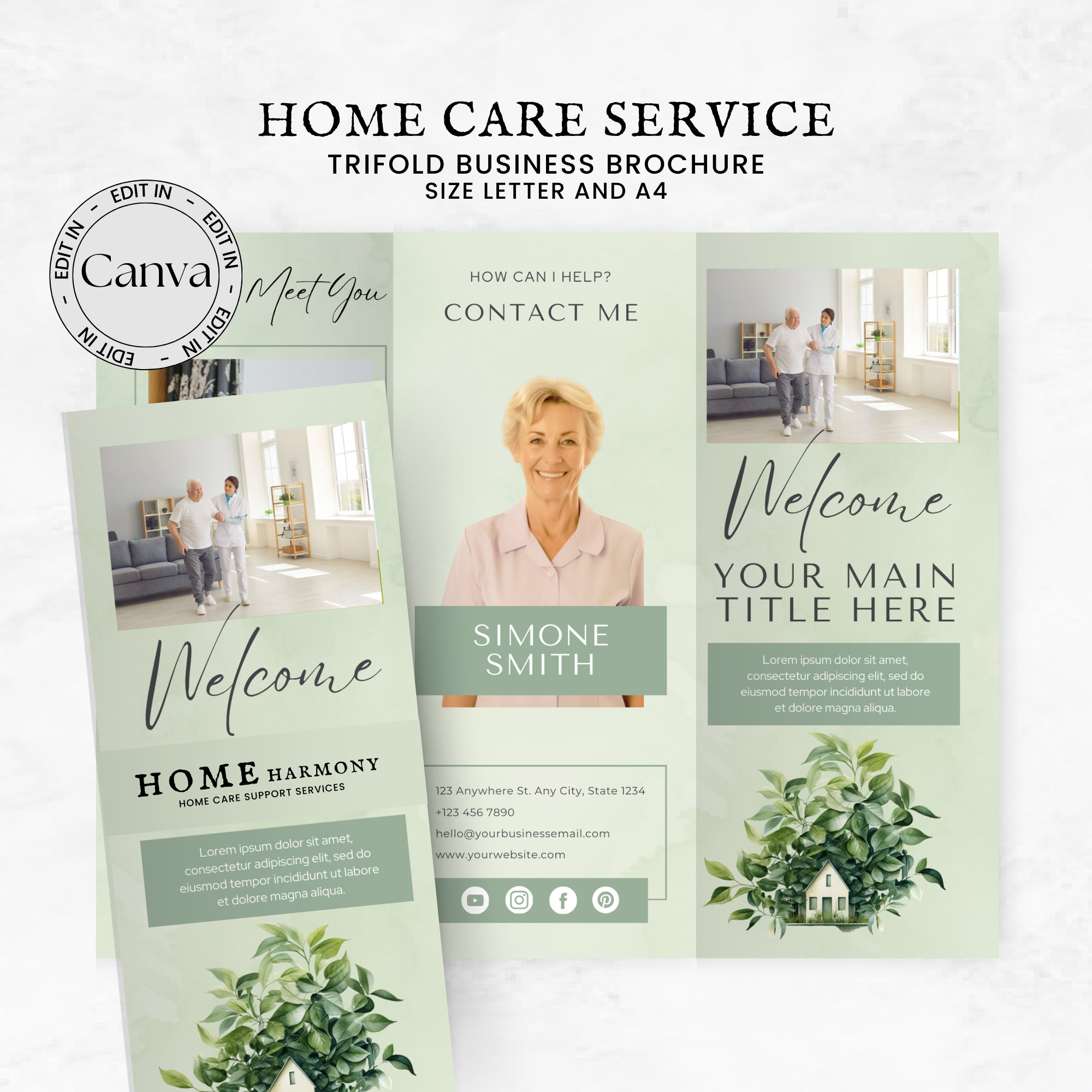 Home Care Service Trifold Brochure, Business Information Leaflet ...