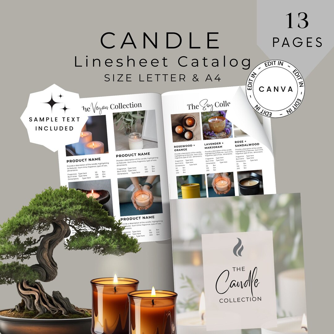 Candle Line Sheet Catalog Template, Wholesale Price List Template, 13 ...
