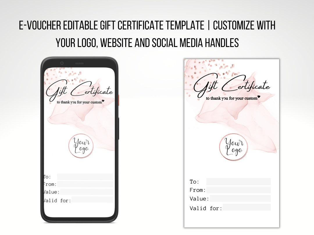 Business E-gift Certificate Template. Add Your Log. Virtual Gift Card ...