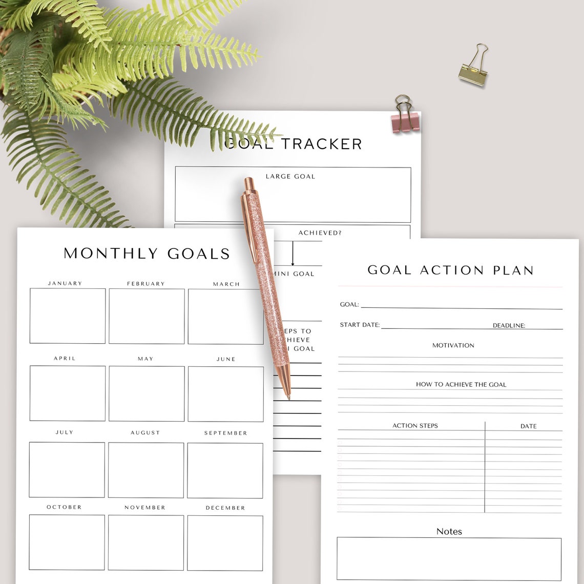 2024 Goals Worksheets, Printable PDF Goal Setting Worksheet, SMART Goal ...