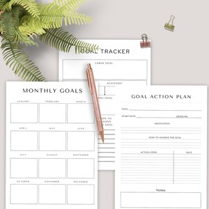 2024 Goals Worksheets, Printable PDF Goal Setting Worksheet, SMART Goal ...