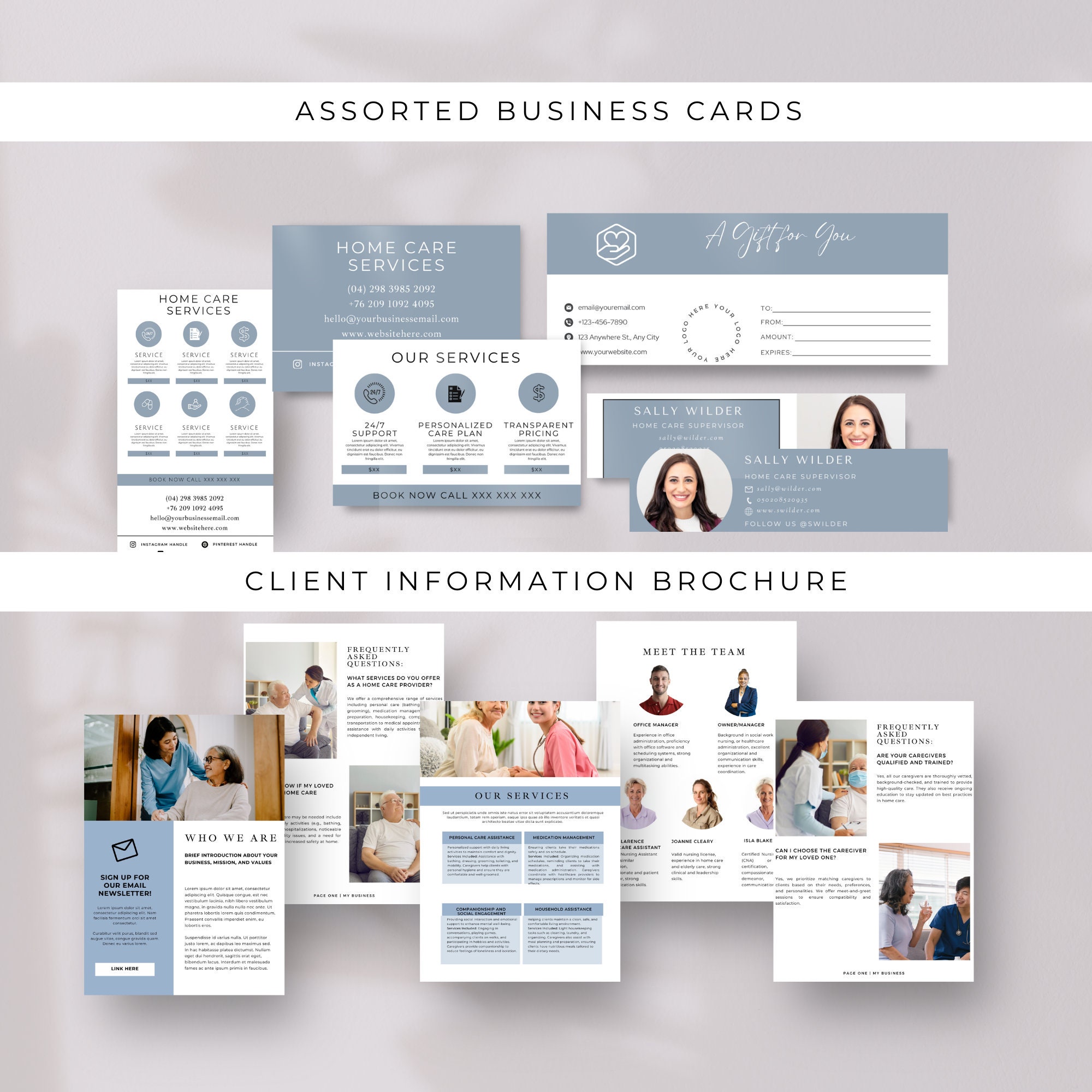 Home Care Service Branding Pack, Health Care Business Templates Pack ...