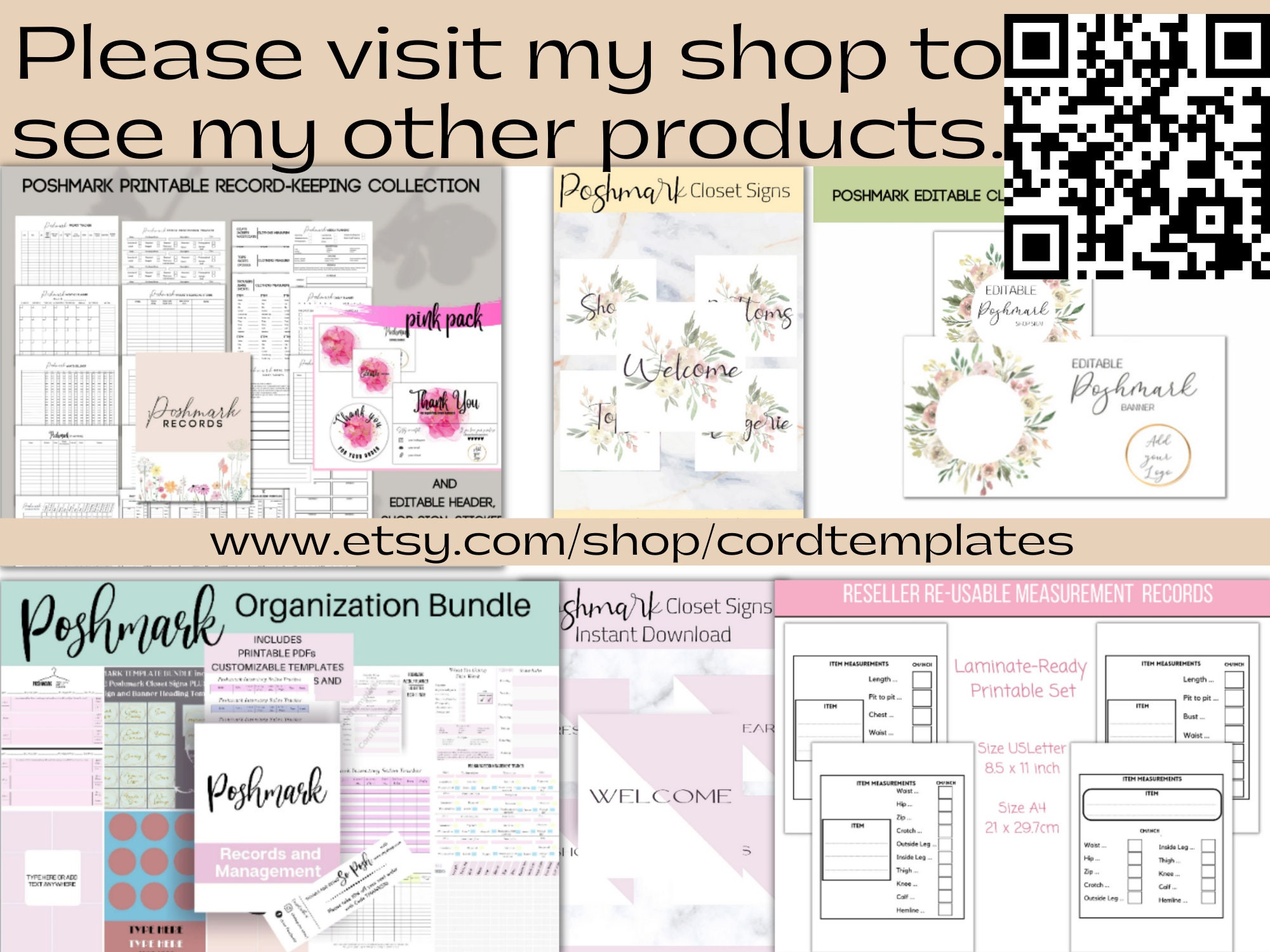 Poshmark Editable Shop Sign and Banner Templates Floral Wreath - Etsy