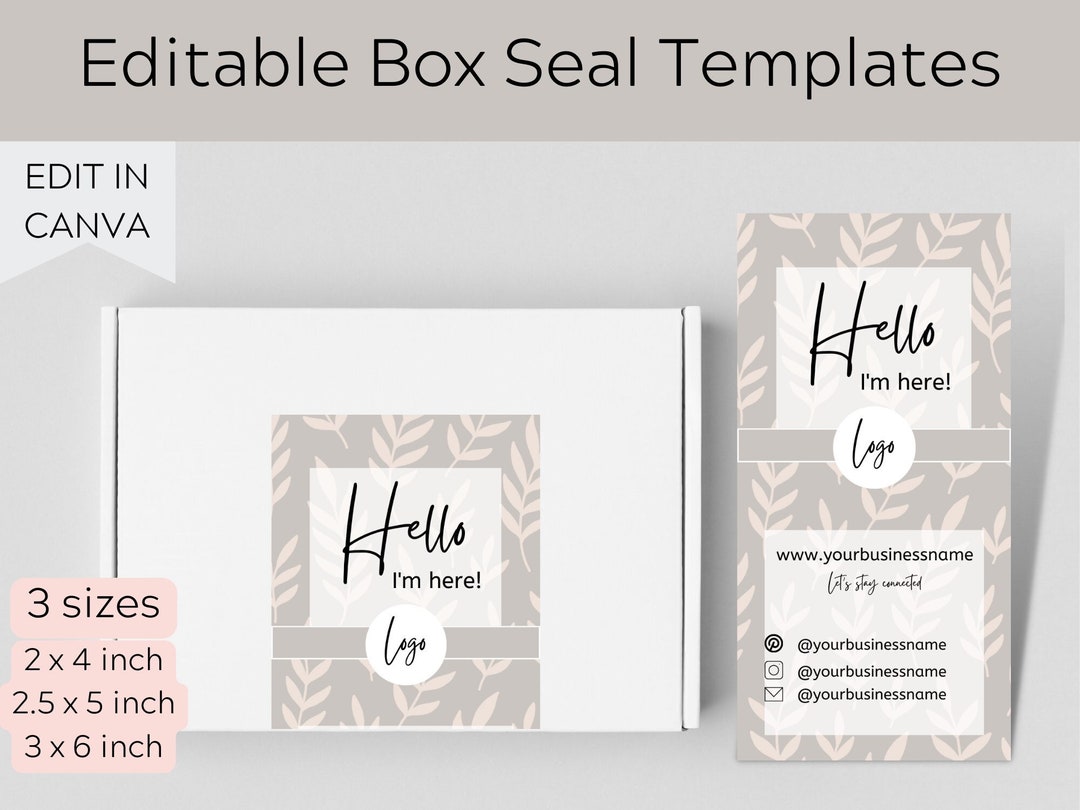 Editable Box Seal Template, Box Seal Label, Custom Branding Template ...