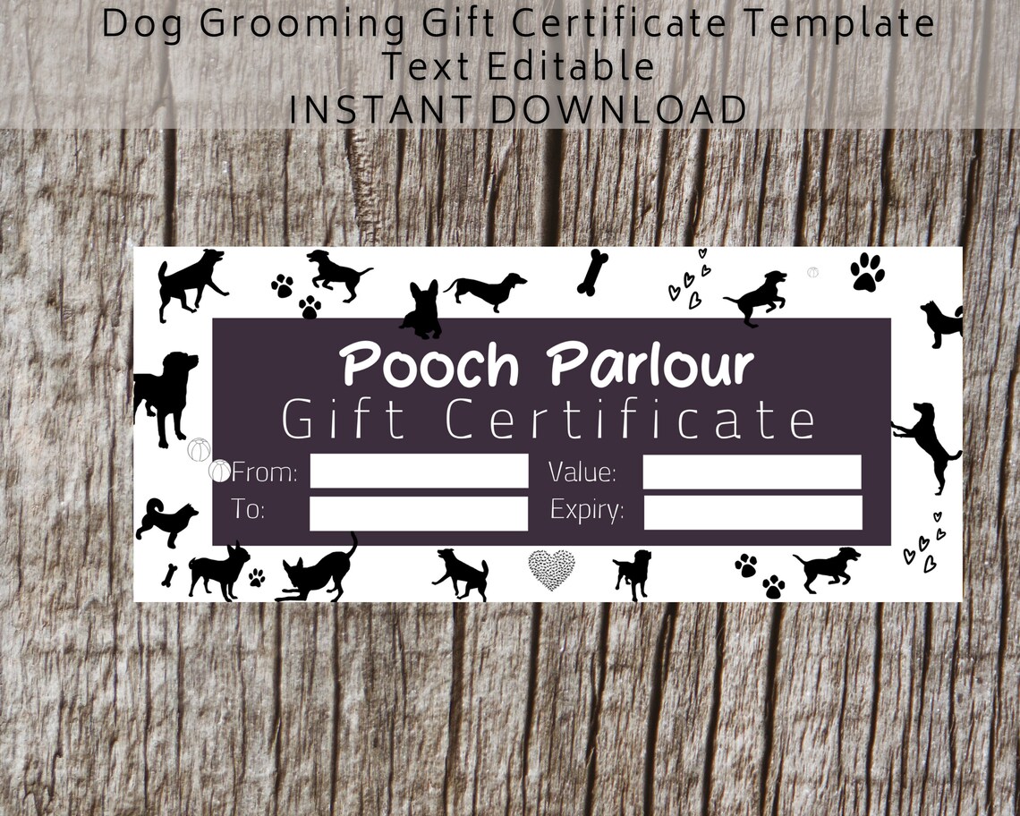 Dog Gift Certificate Template. DIY Gift Voucher for Small Business ...
