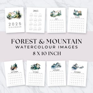 2025 Monthly Calendar Printable, Size 8 X 10 Inch, Instant Download ...