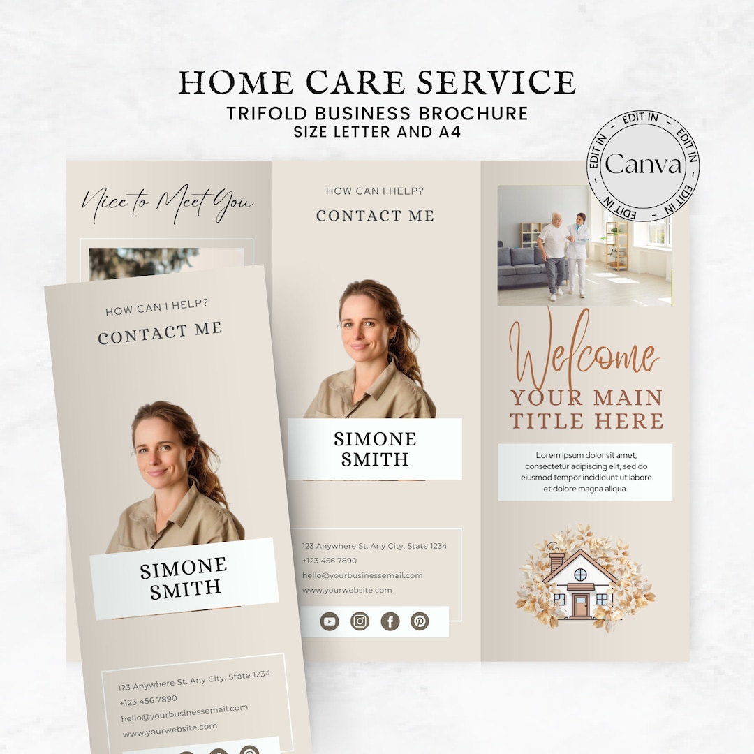 Home Care Service Trifold Brochure, Business Information Leaflet ...