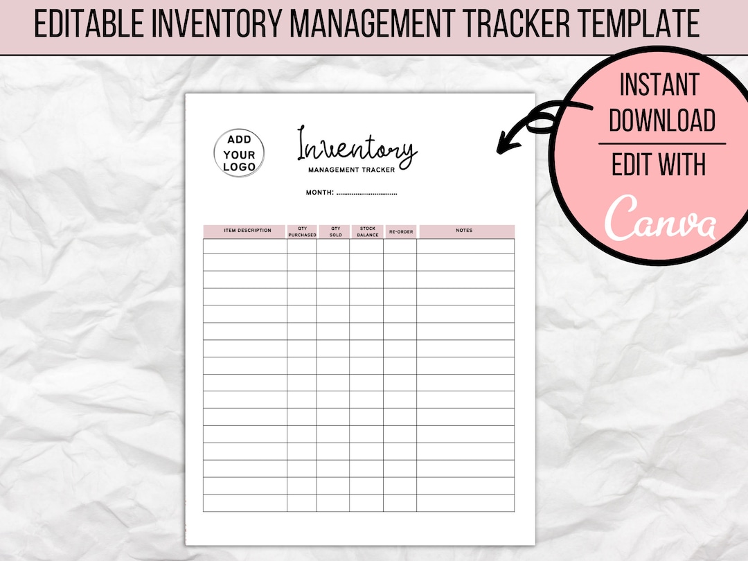 Editable Inventory Tracker, Printable Business Inventory Record ...