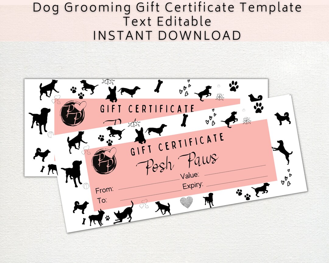 Dog Gift Certificate Template. DIY Gift Voucher for Small Business ...