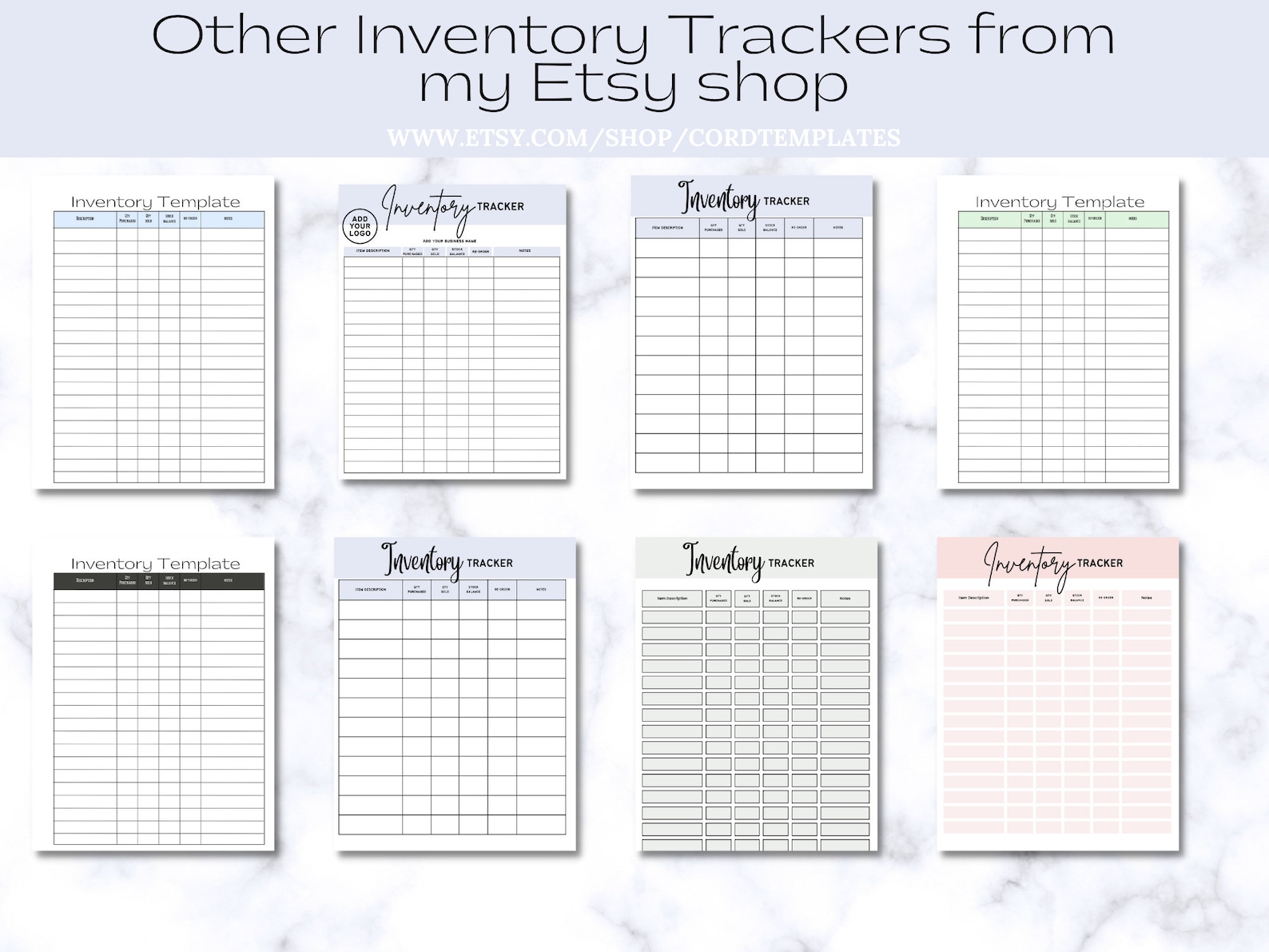 Editable Inventory Tracker, Printable Business Inventory Record ...