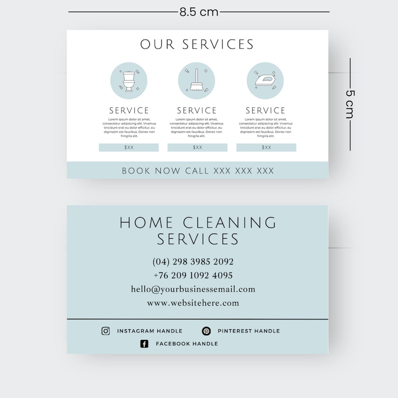 Cleaning Service Business Card Template, Editable Commercial Cleaning ...
