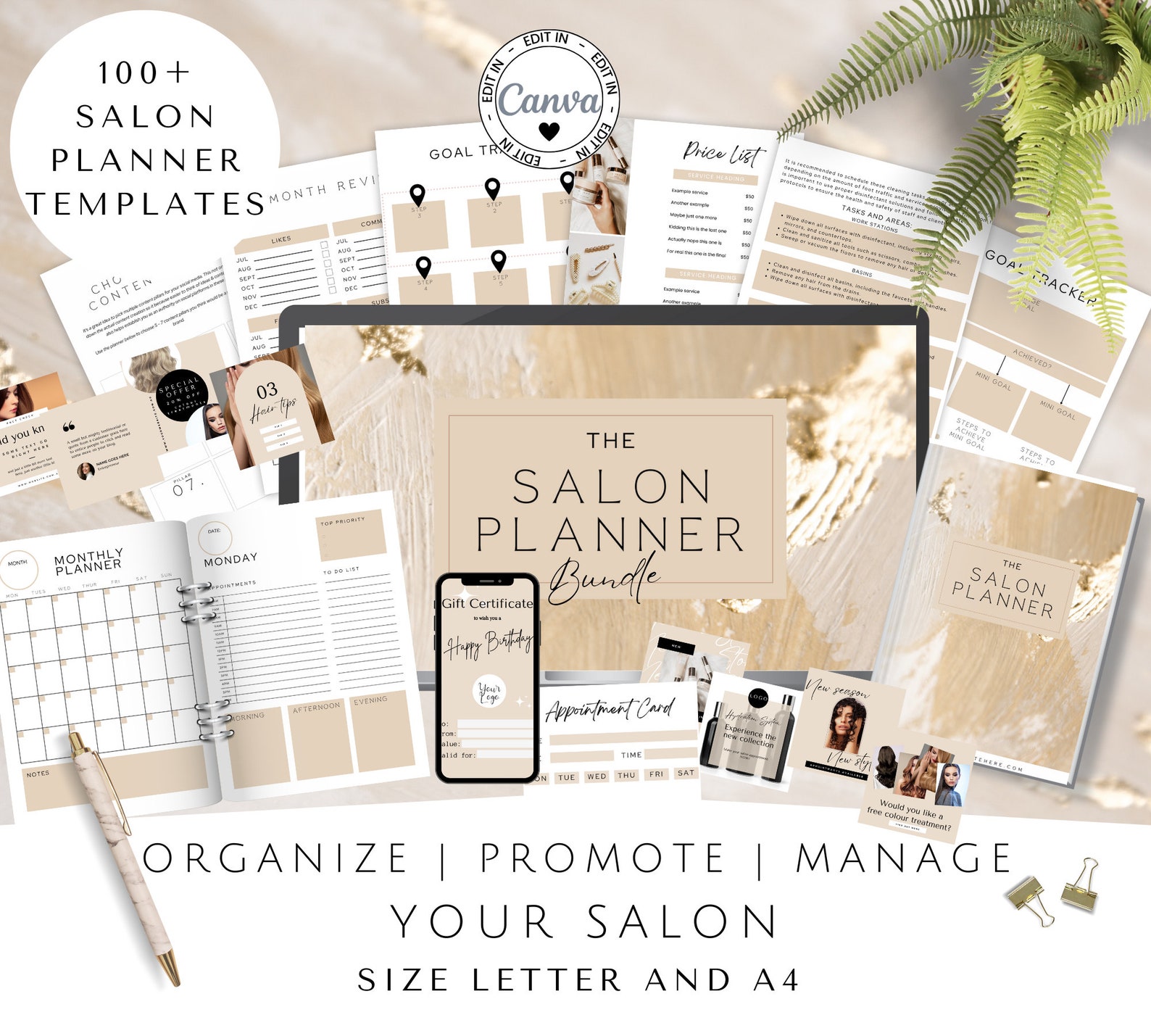 Salon Business Planner Bundle Canva Template Editable - Etsy