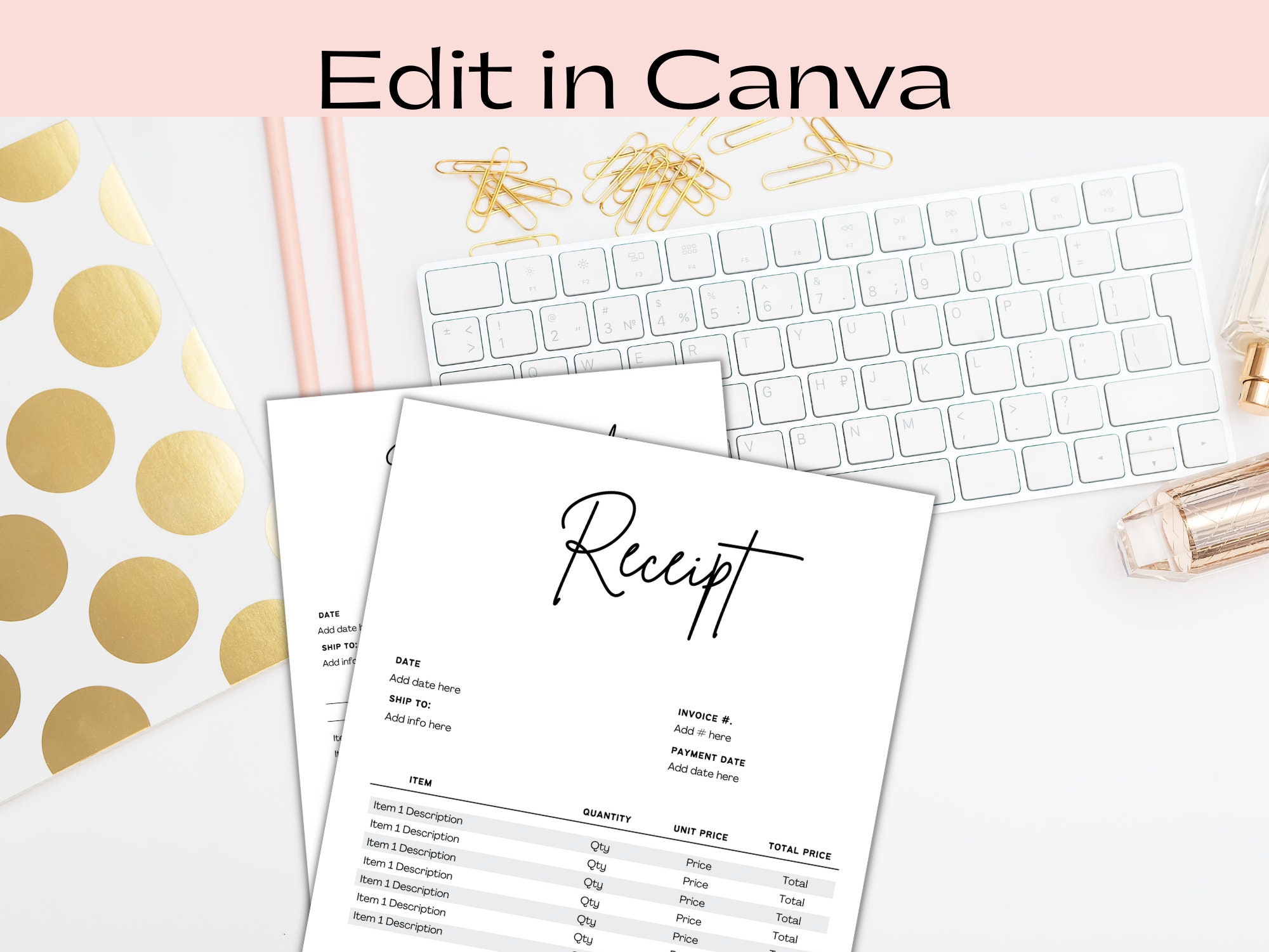 Minimalist Business Receipt Template, Editable Customer Receipt in a ...