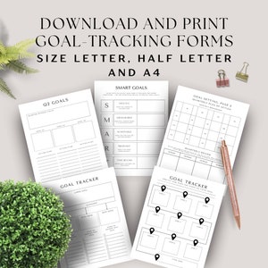 2024 Goals Worksheets, Printable PDF Goal Setting Worksheet, SMART Goal ...