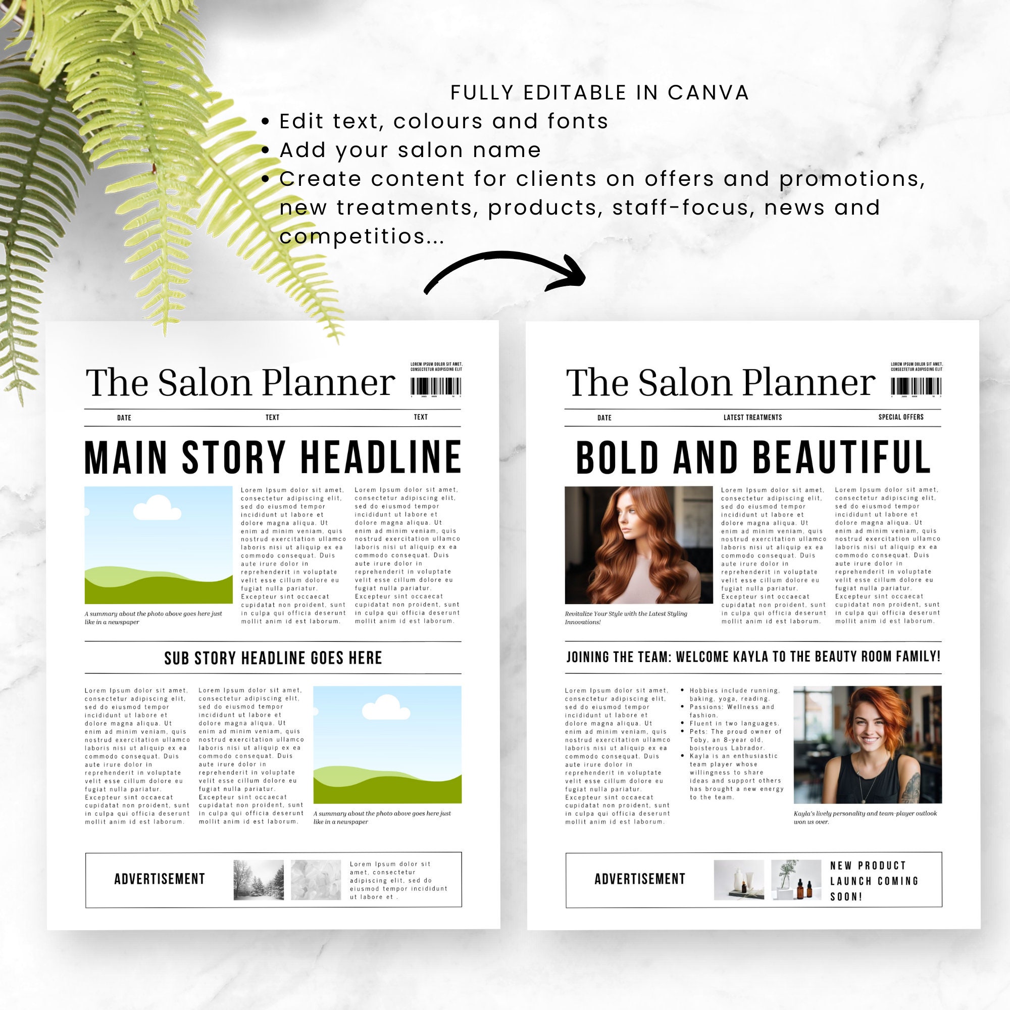 Editable Newspaper Template for Beauty Salon Promo Newsletter ...