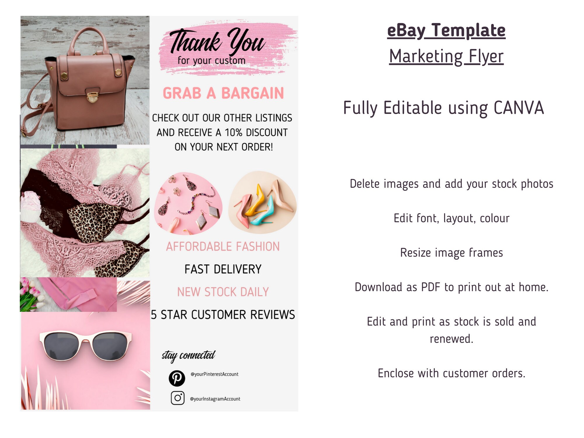 Ebay or Poshmark Template Editable Sales Flyer, Promotional Leaflet ...
