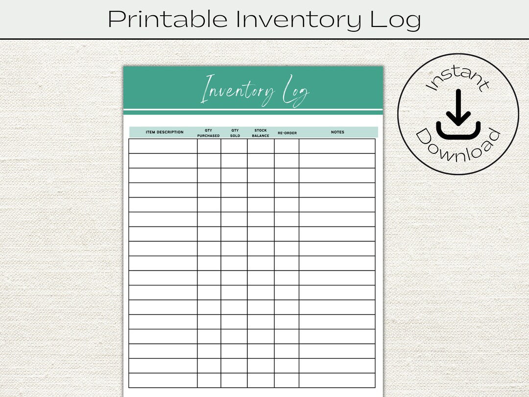 Inventory Tracker, Printable Inventory Management Log for Small ...