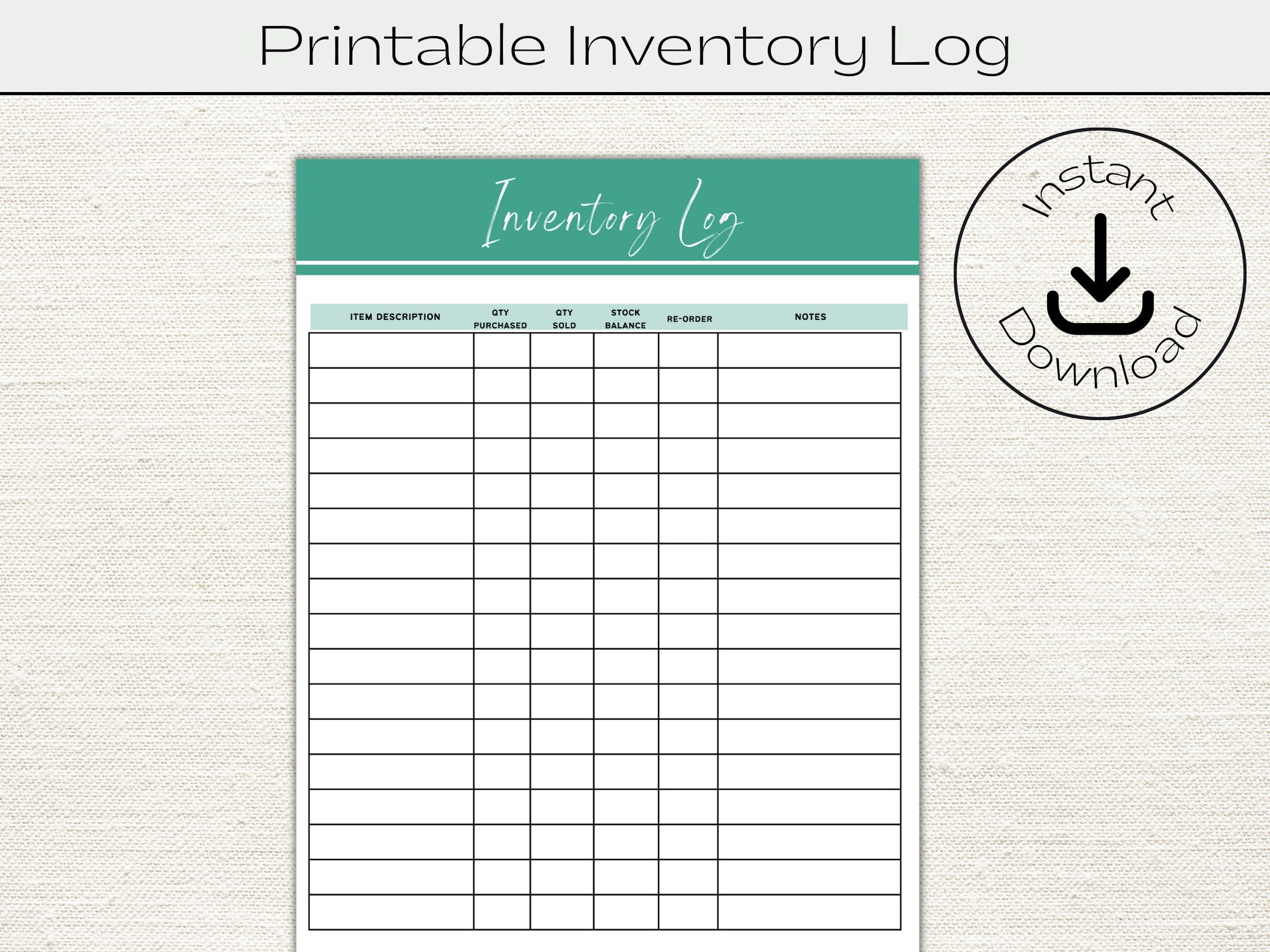 Inventory Tracker, Printable Inventory Management Log for Small ...