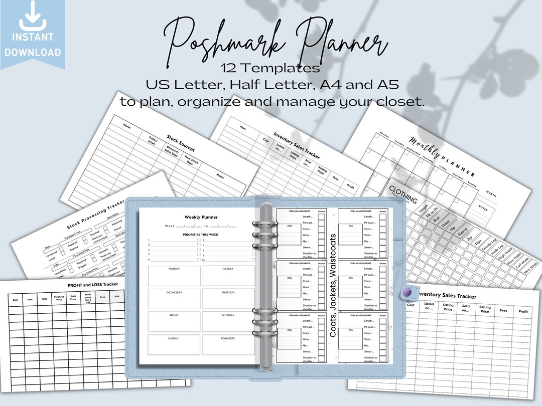 Poshmark Planner | Printable PDF Record Sheets | Reseller Organization ...