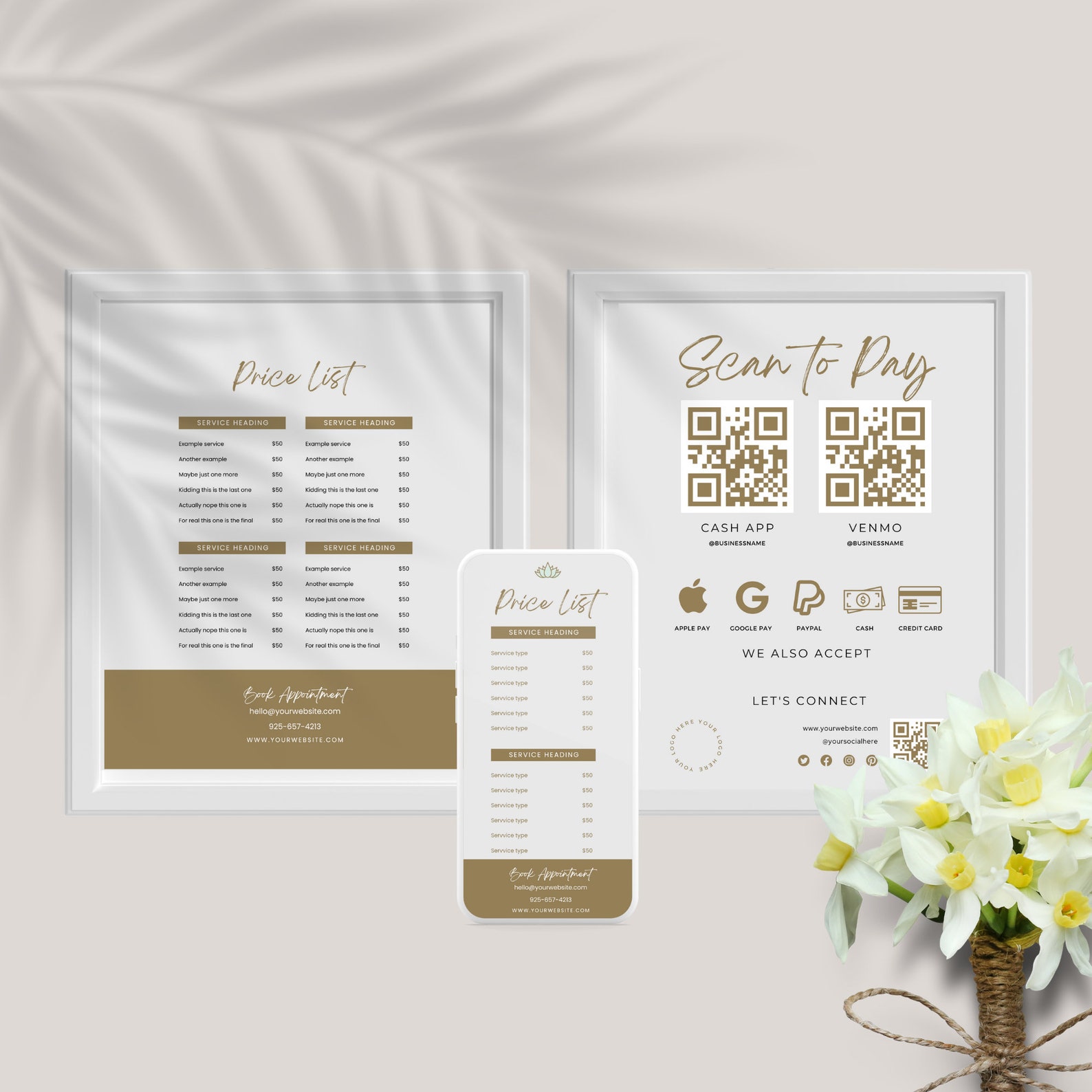 Editable Scan to Pay and Price List Template, QR Code and Price List ...
