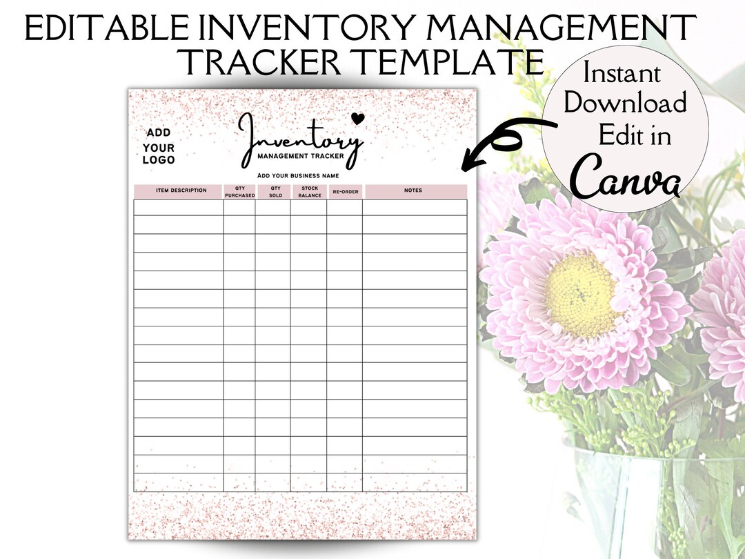 Editable Inventory Tracker, Printable Business Inventory Record ...